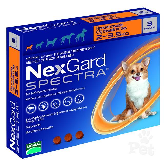 NexGard Spectra 2-3.5 кг - таблетка за кучета срещу бълхи, кърлежи ...